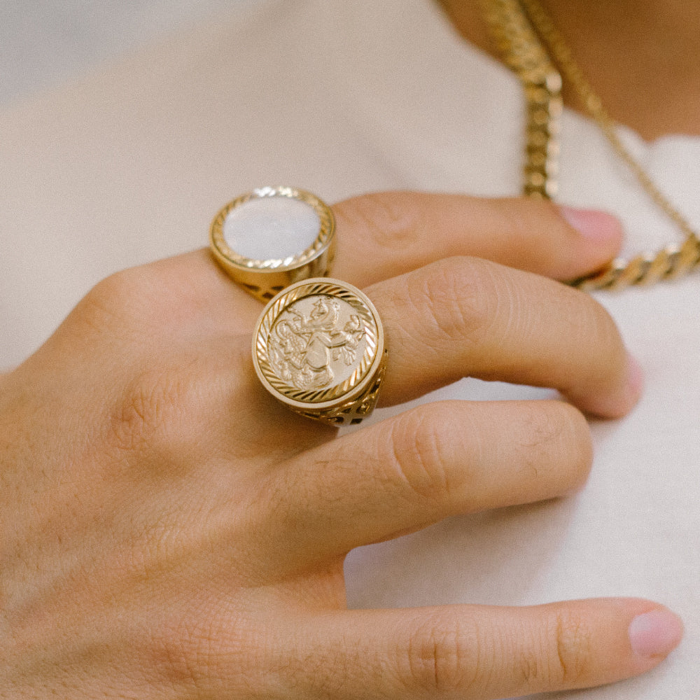 St George Scroll Sovereign Ring